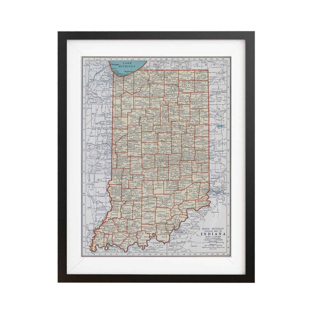 Buy Indiana Vintage Map Poster Online – Landmass
