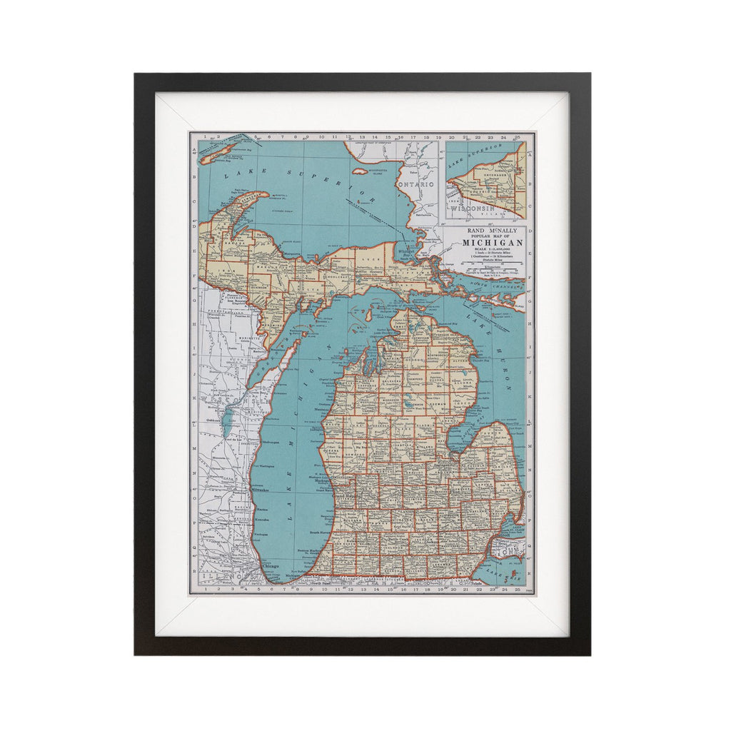 Buy Michigan Vintage Map Poster Online – Landmass