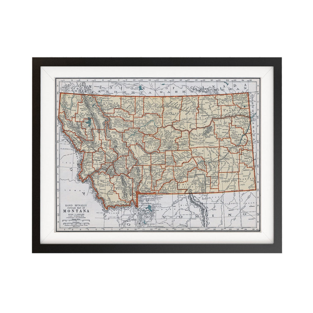 Buy Montana Vintage Map Poster Online – Landmass